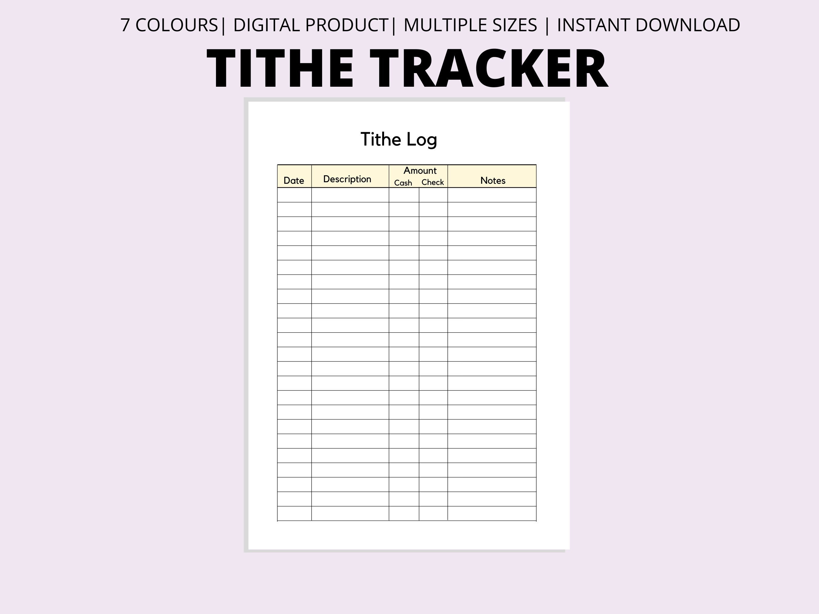 Tithe Log Church Donation Charity Giving Log Tithe Log Etsy