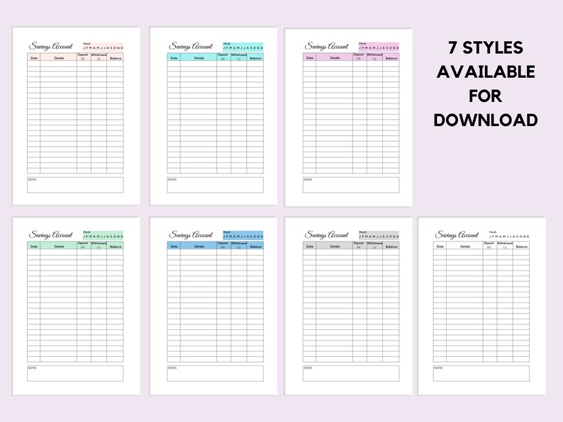 Savings Account Tracker Printable, Personal Savings Sheet, Financial ...