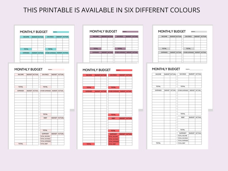 MONTHLY Finance Planner Printable, Print at Home Budget Plan, Budget ...