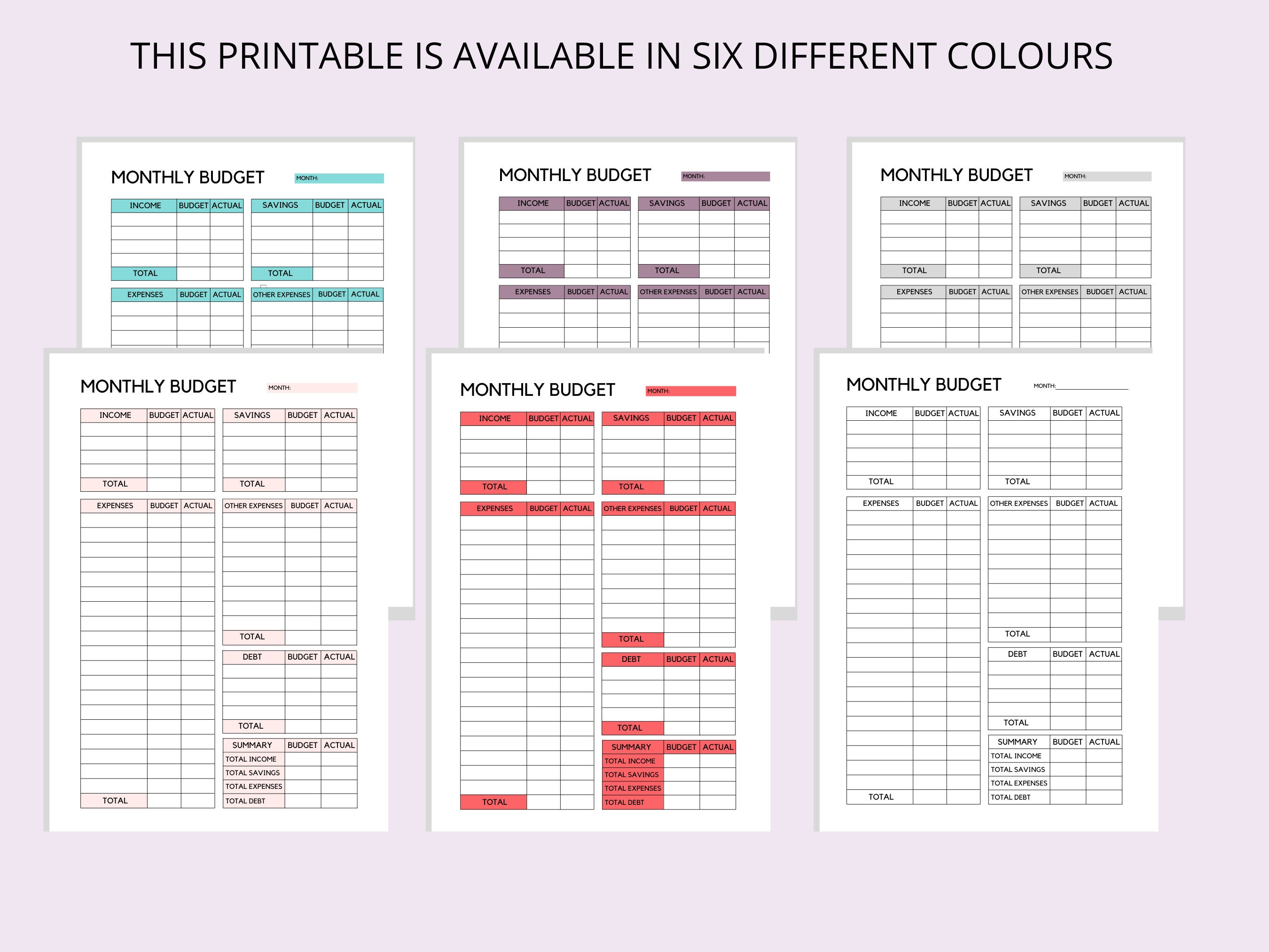 MONTHLY Finance Planner Printable, Print at Home Budget Plan, Budget ...