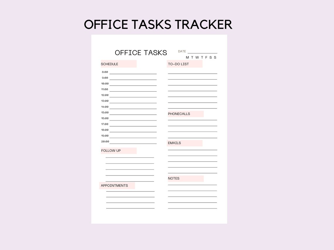 To Do List, Office Task Sheet, Office Task Forms, Office Task Tracker ...