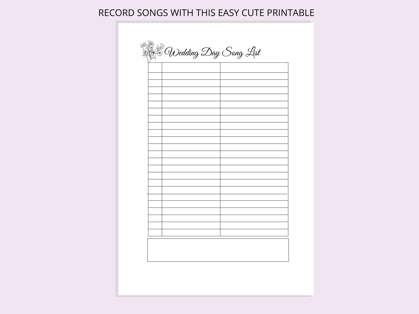 Blank Wedding Song List, Minimalist Song List Tracker, Printable ...