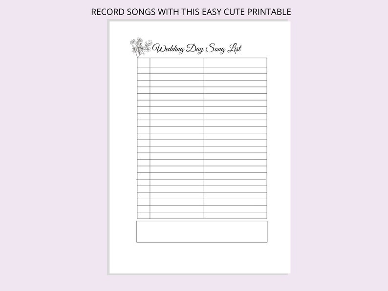 Blank Wedding Song List, Minimalist Song List Tracker, Printable ...