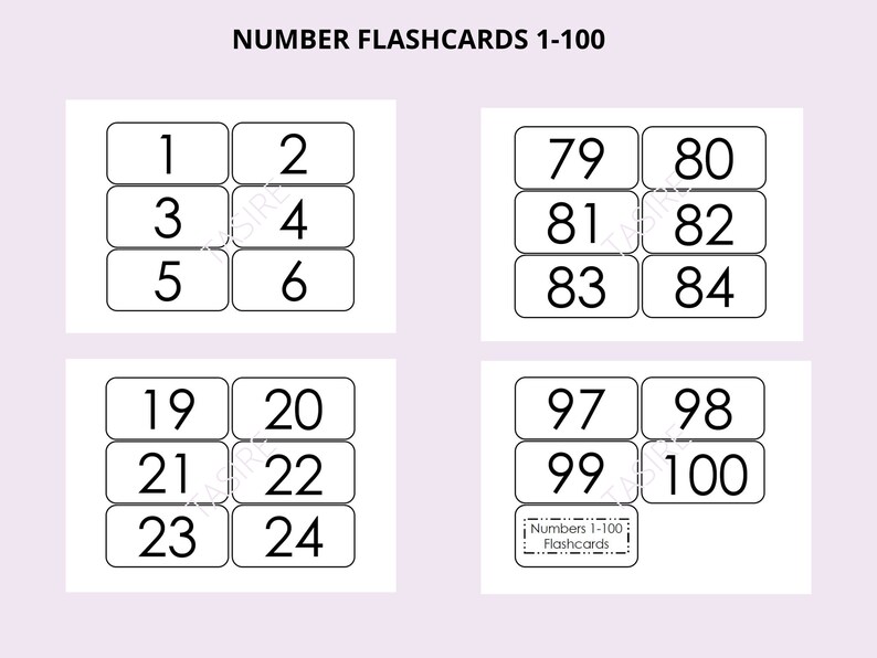 Number Flash Cards 1-100, Childcare Center Printable Cards, Toddler ...