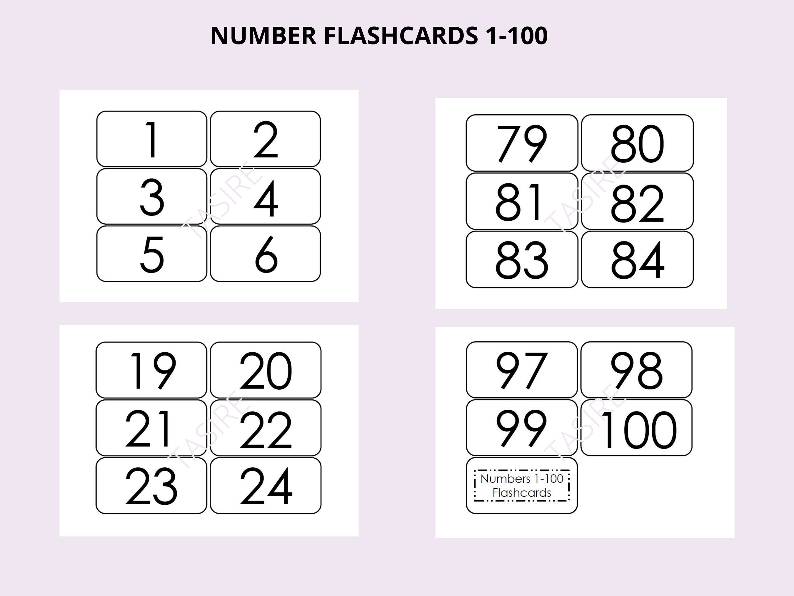 Number Flash Cards 1-100, Childcare Center Printable Cards, Toddler ...