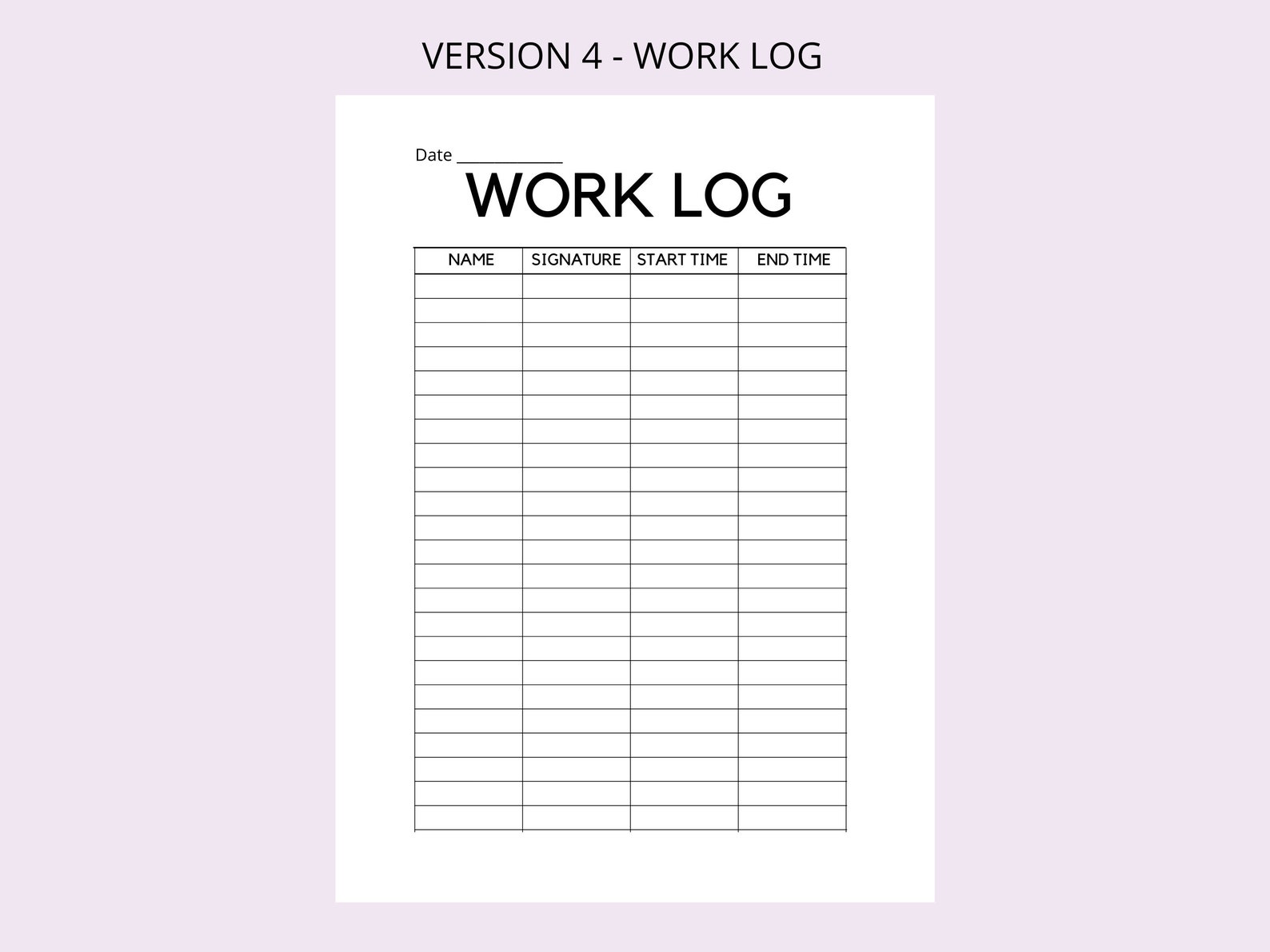 Minimalist Work Log Printable Time Spent Tracker Time Log | Etsy
