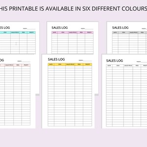 Sales Log Printable, Sale Profits Tracker, Sale Recorder, Orders Log ...