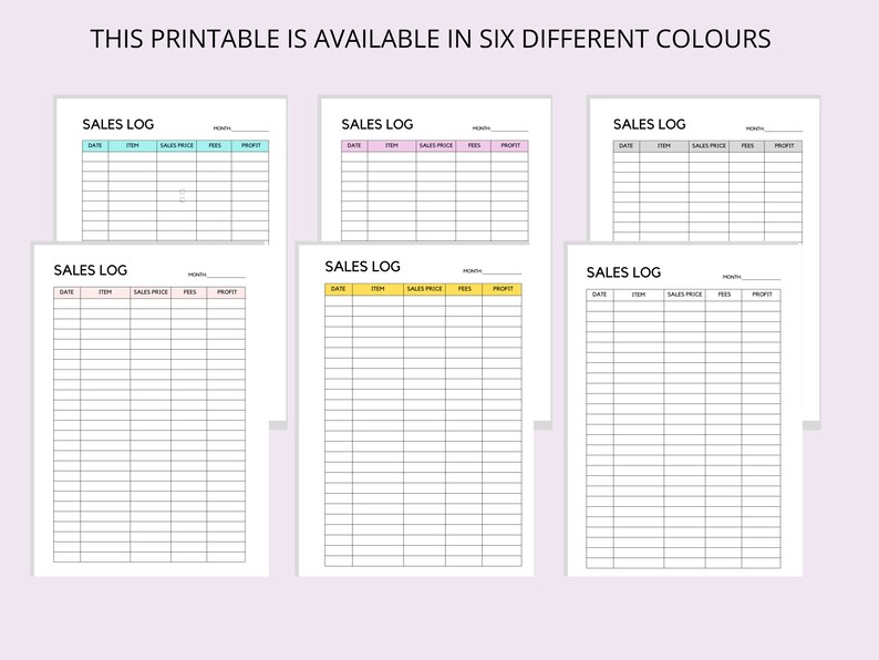 Sales Log Printable, Sale Profits Tracker, Sale Recorder, Orders Log ...