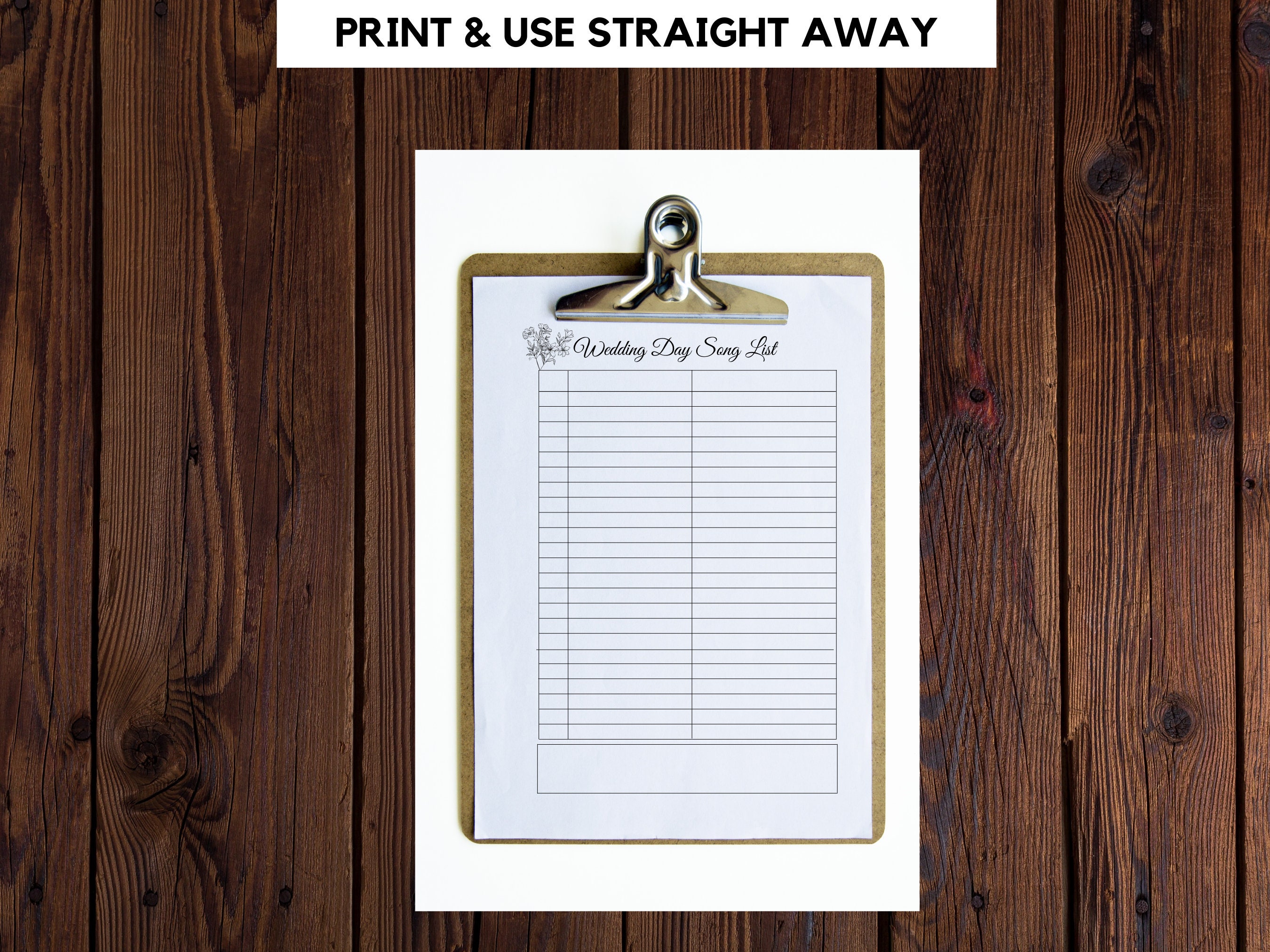 Blank Wedding Song List, Minimalist Song List Tracker, Printable ...