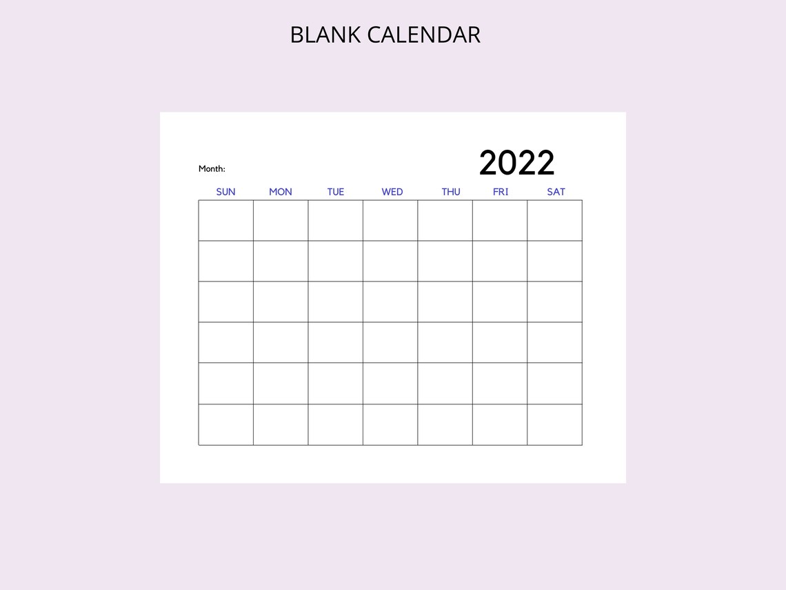 2022 Monthly Calendar Landscape, Printable Planner Calendar, Year ...