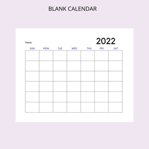 2022 Monthly Calendar Landscape, Printable Planner Calendar, Year ...