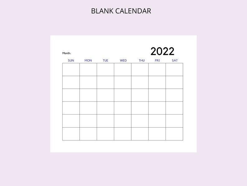 2022 Monthly Calendar Landscape, Printable Planner Calendar, Year ...