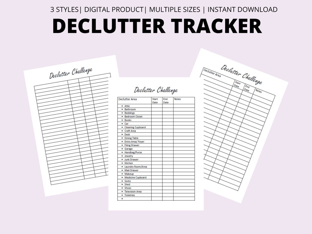 Declutter Challenge, Declutter Tracker, Declutter Printable, Home Clean ...