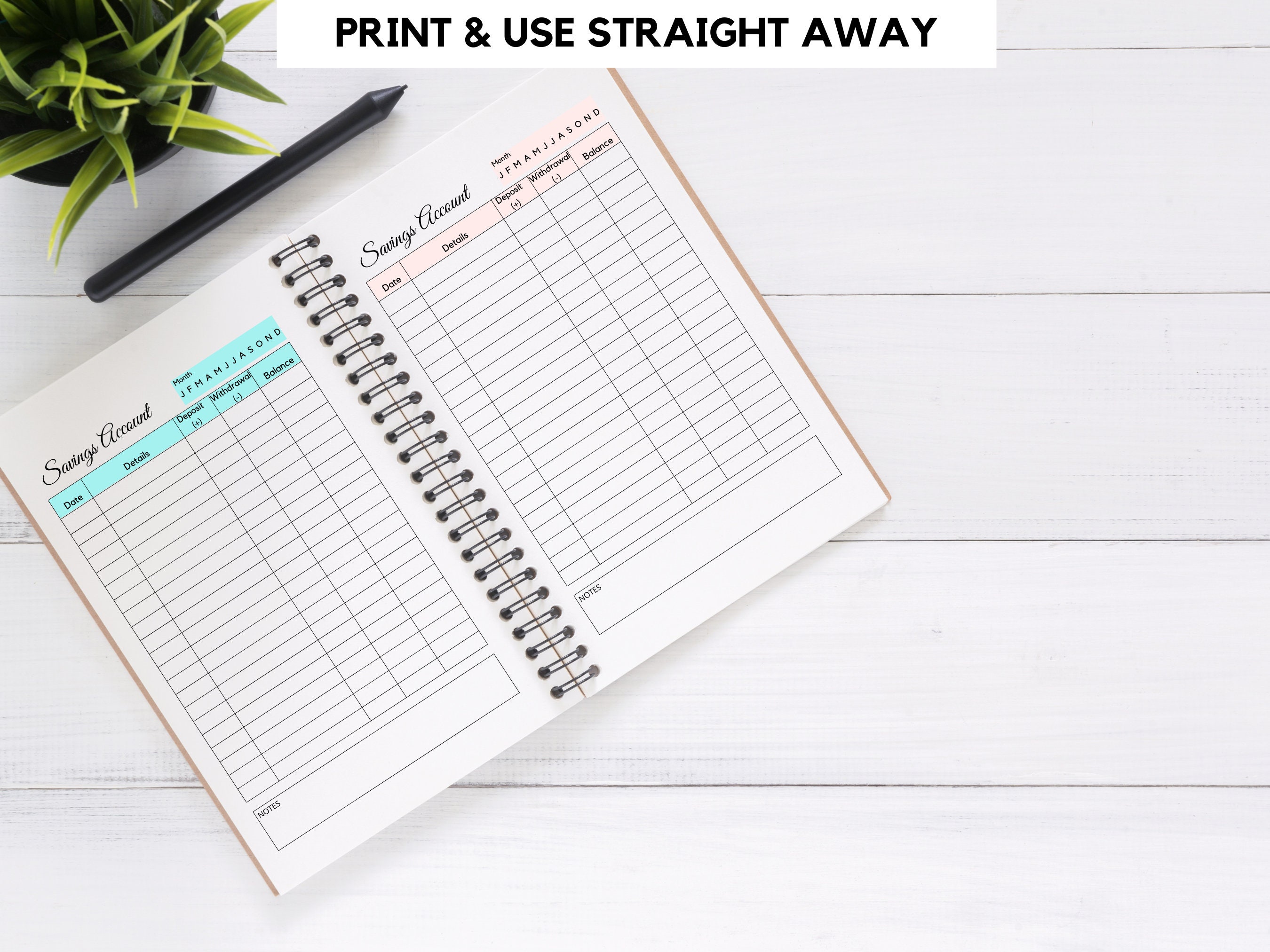 Savings Account Tracker Printable, Personal Savings Sheet, Financial ...