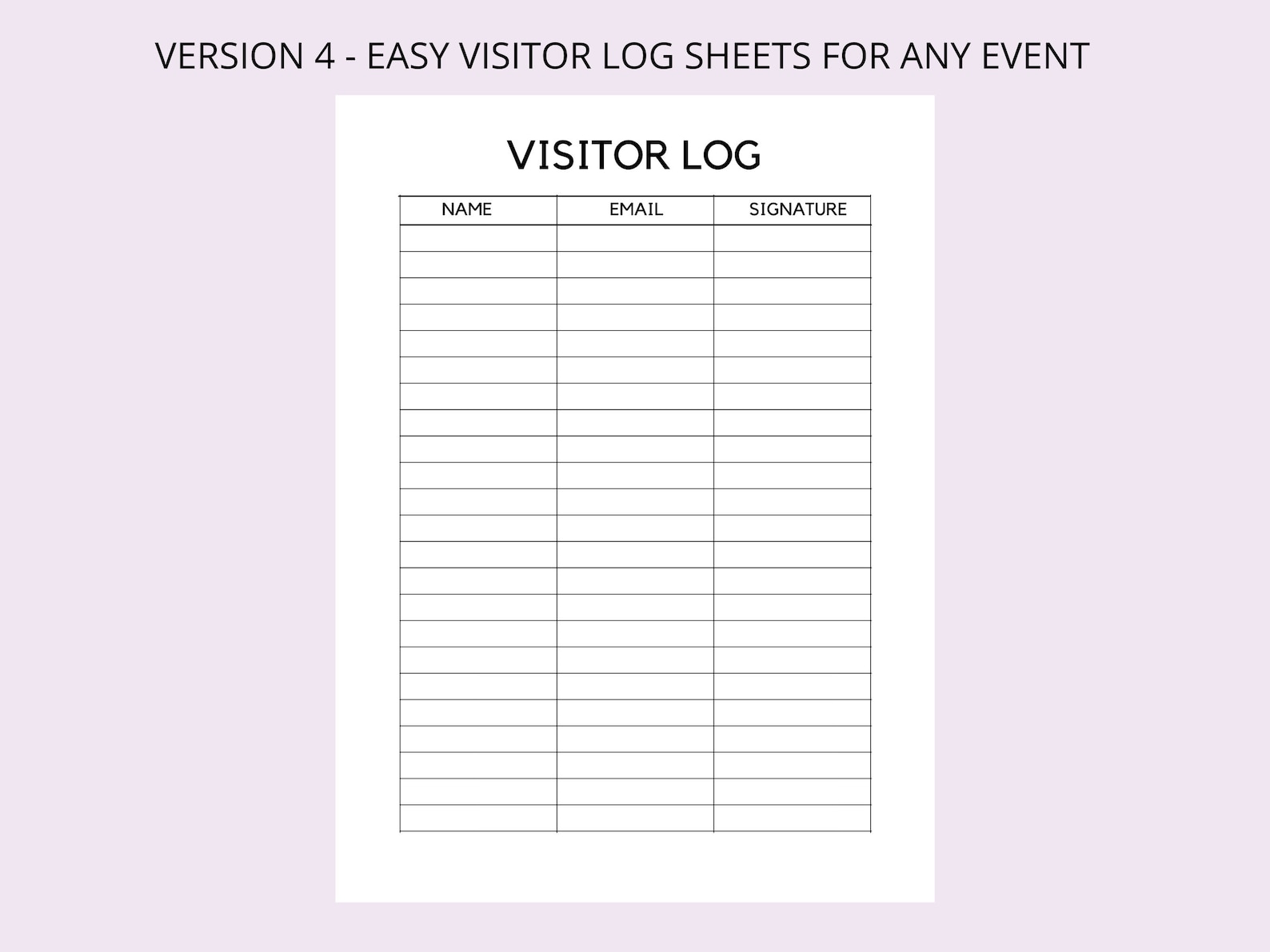 Minimalist Visitor Log Sheet, 4 Email Visitor Log Forms, PRINTABLE ...