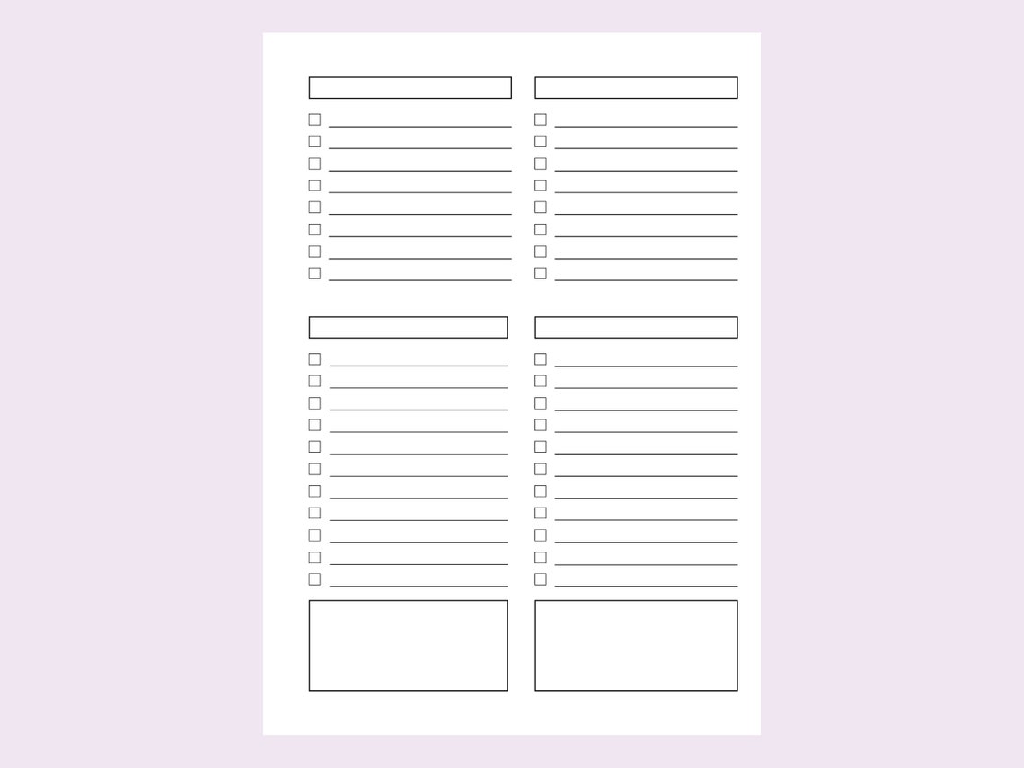 Blank Checklist Planner Printable, Checklist Planner Refill, to Do List ...
