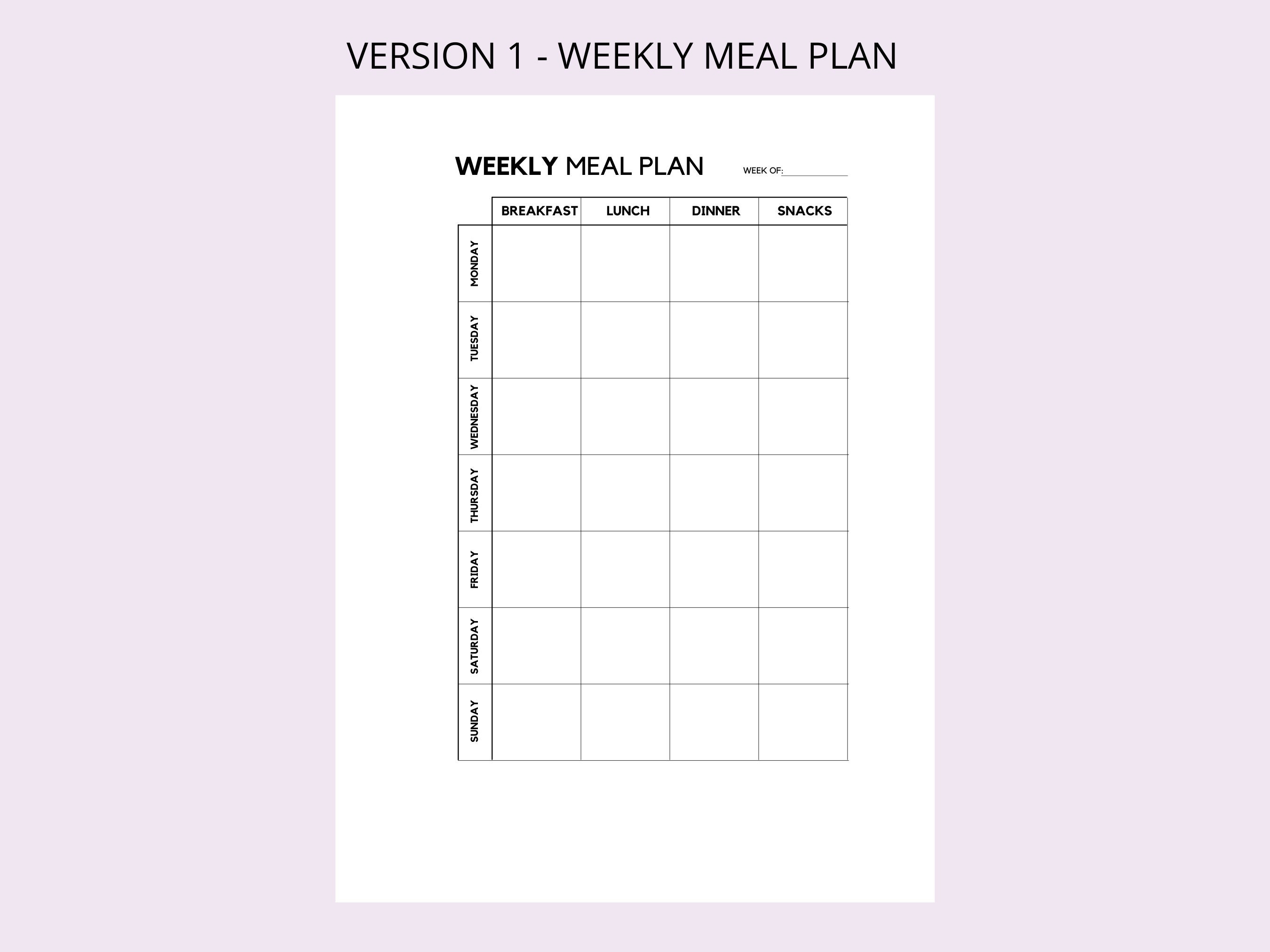 Minimalist Weekly Meal Planner & Grocery List Printable PDF Meal Prep ...