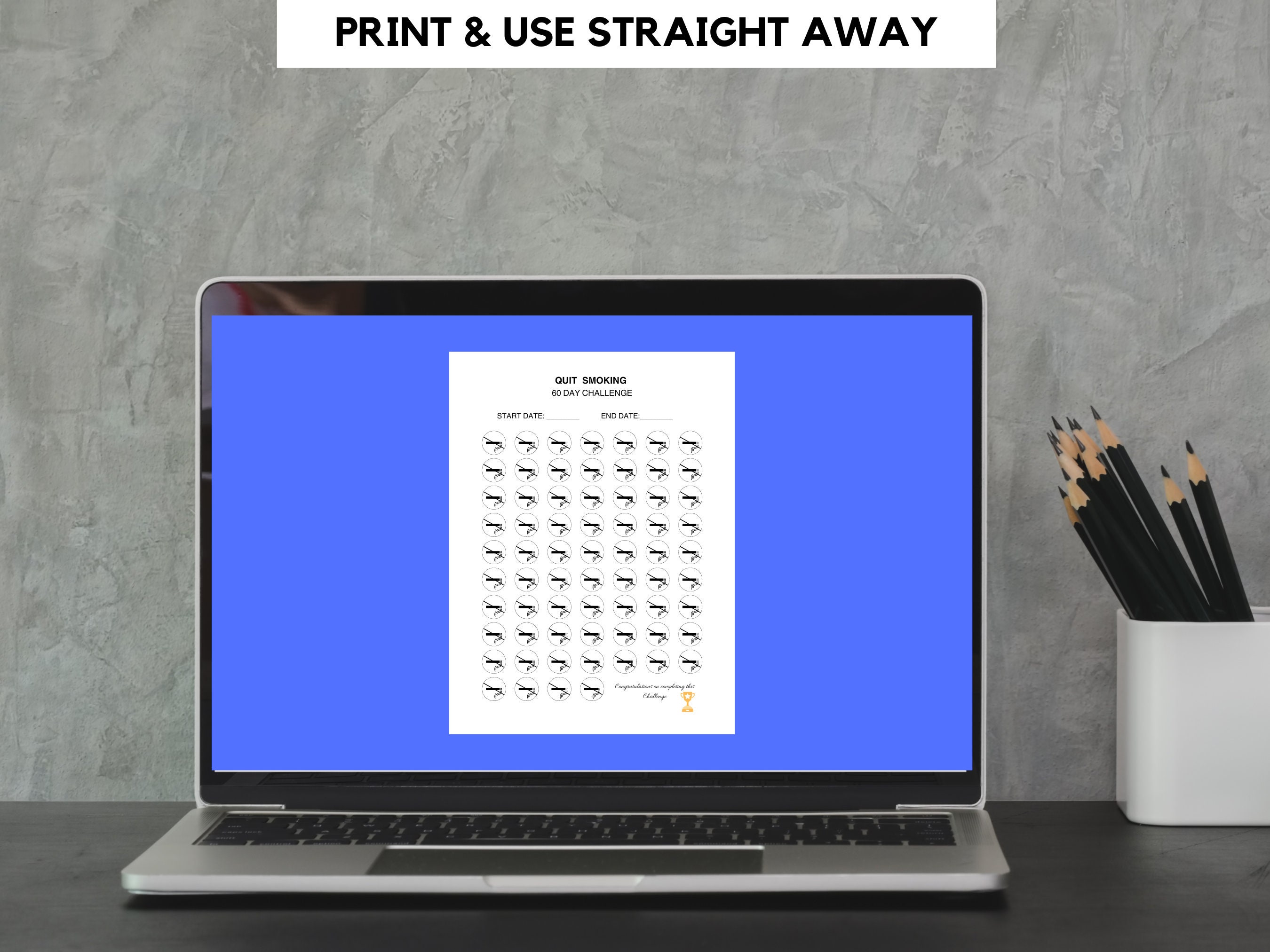 30\ 60\ 90 Day Quit Smoking Challenge, Printable Nicotine Challenge ...