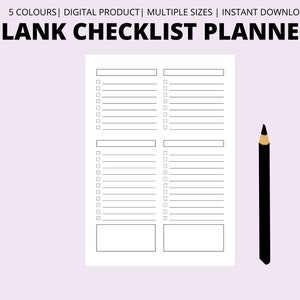 Blank Checklist Planner Printable, Checklist Planner Refill, to Do List ...