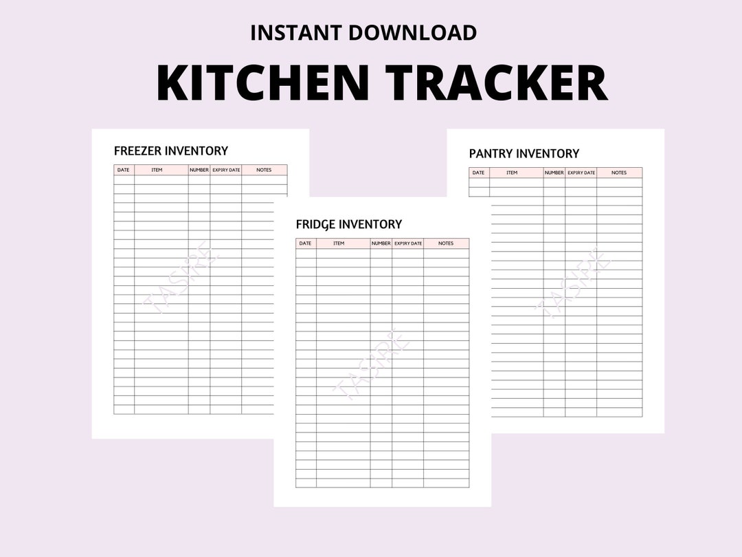 Kitchen Inventory Printable, Fridge, Freezer and Pantry Inventory ...