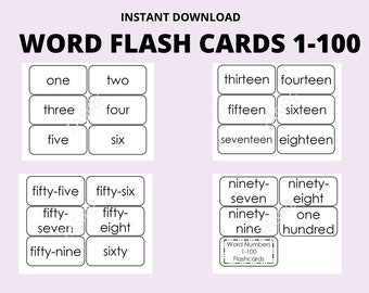 Number Flash Cards 1-100, Childcare Center Printable Cards, Toddler ...