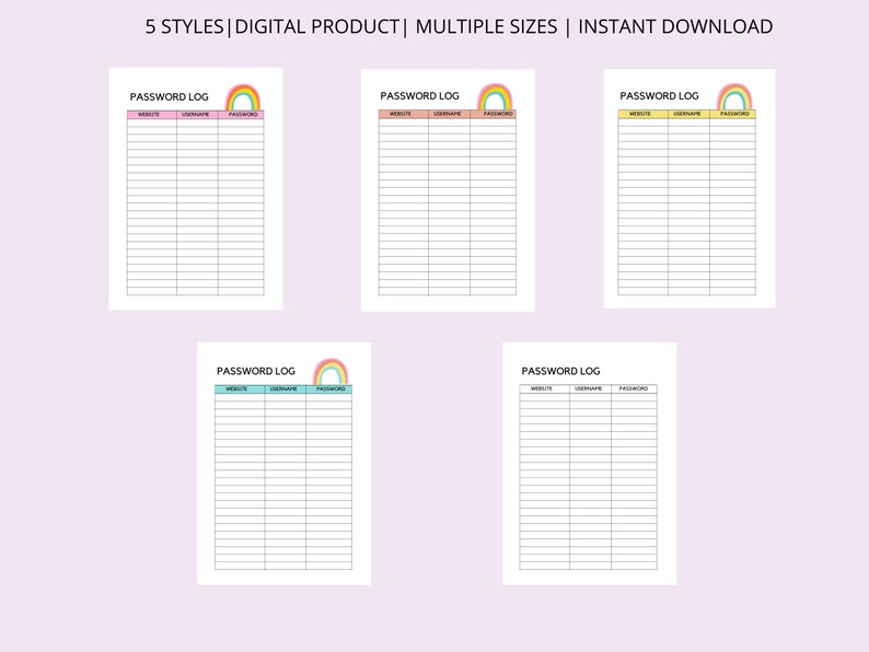 Password Log, Password Tracker Printable, PIY Password Organizer ...