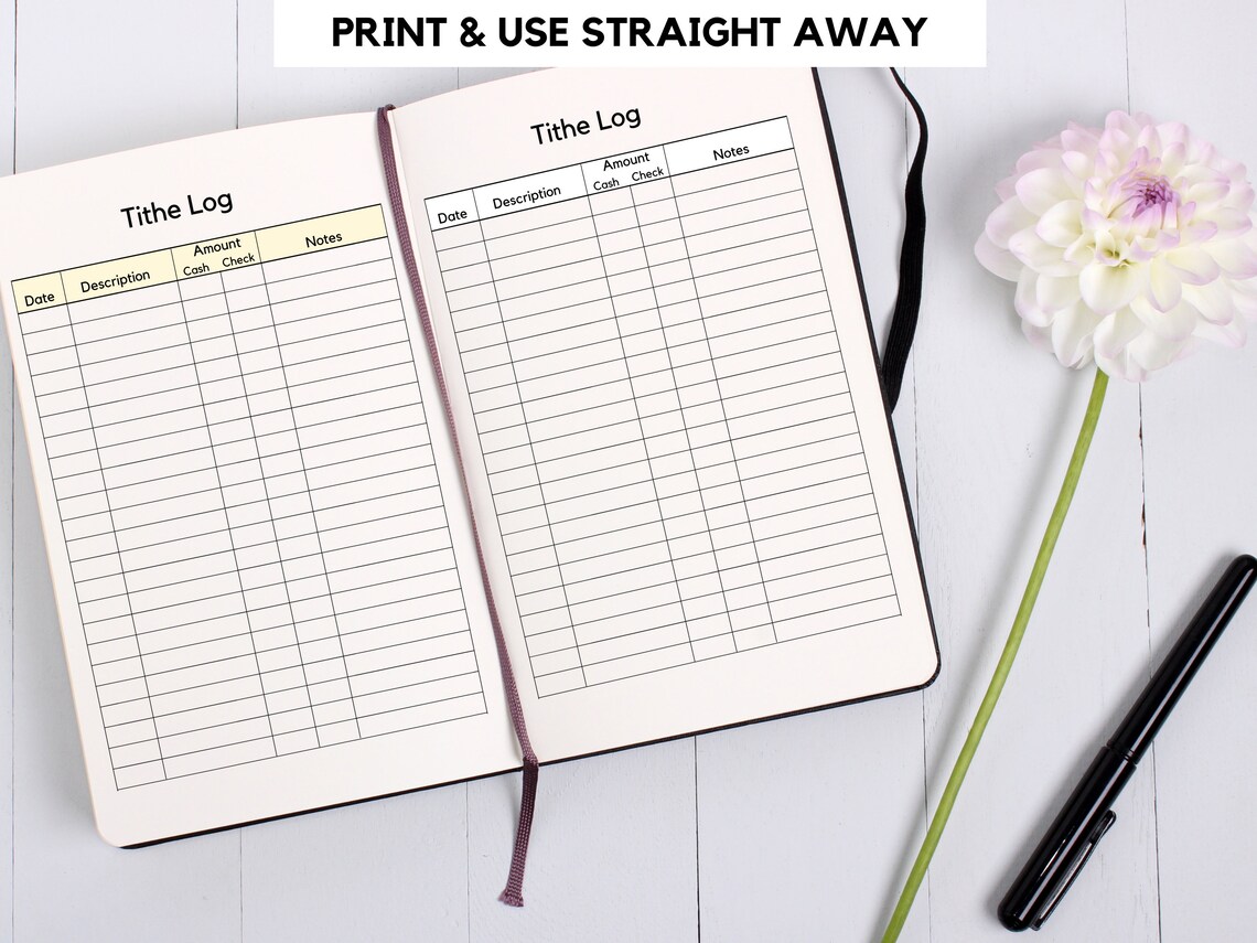 Tithe Log, Church Donation, Charity, Giving Log, Tithe Log Printable ...