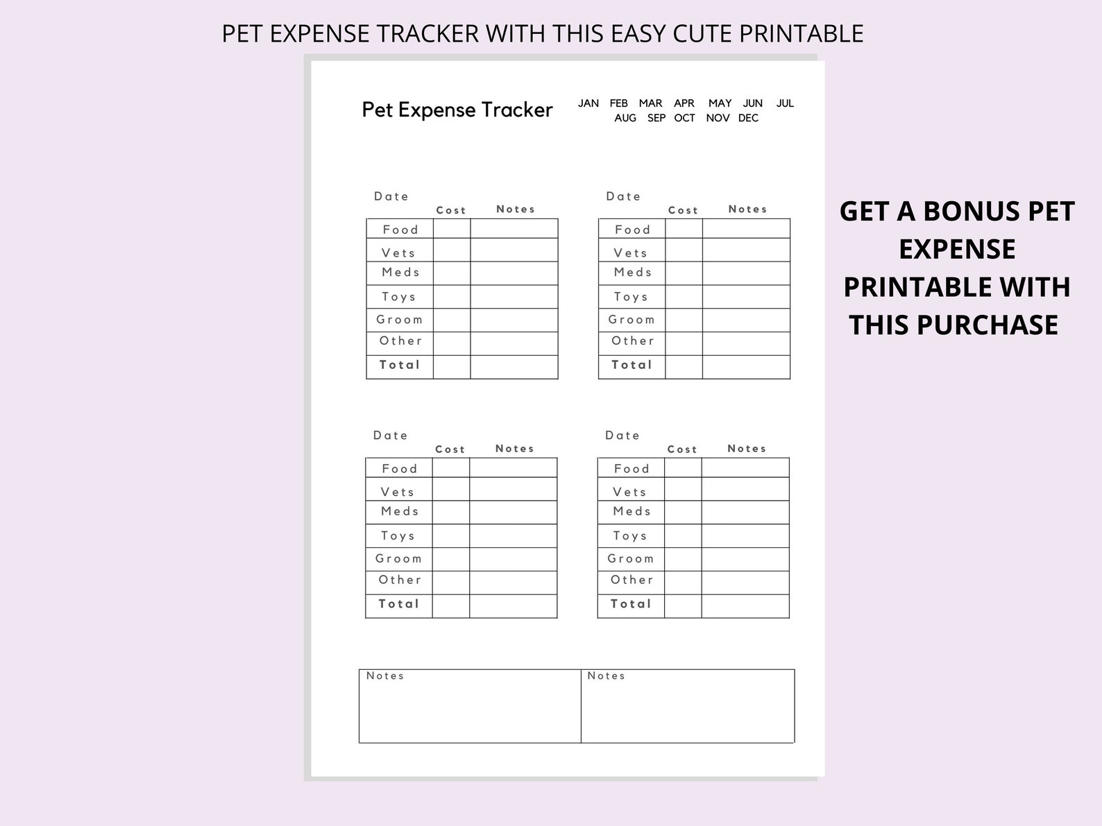 Pet Expense Tracker Printable, Pet Spending Log, Dog Care Costs Tracker ...