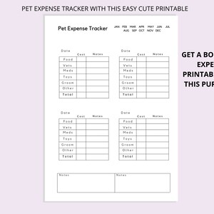 Pet Expense Tracker Printable, Pet Spending Log, Dog Care Costs Tracker ...