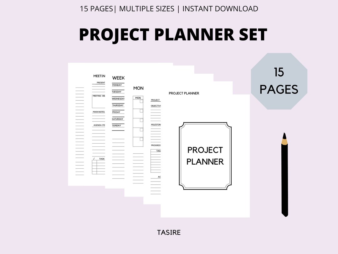 Project Planner Printable, Project Set, Project Organiser, Meeting Task ...