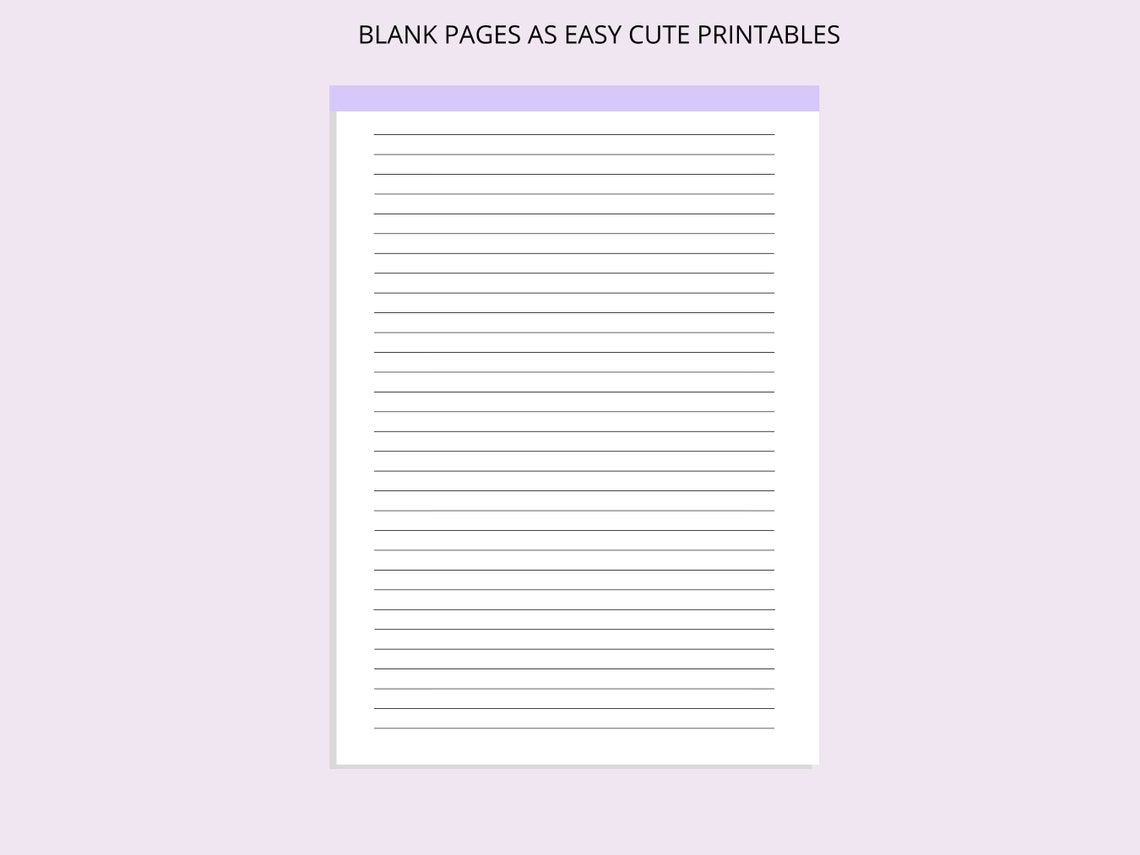 Blank Lined Pages, Printable Lined Paper, Printable Template, Note ...