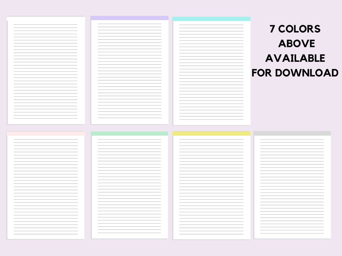 Blank Lined Pages, Printable Lined Paper, Printable Template, Note ...