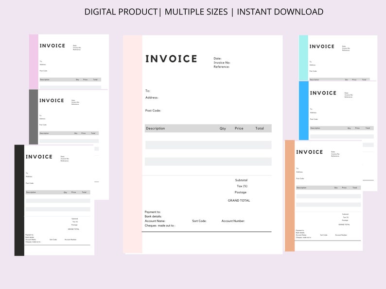 Invoice Template, Printable Invoice, Business Invoice Form, Billing ...