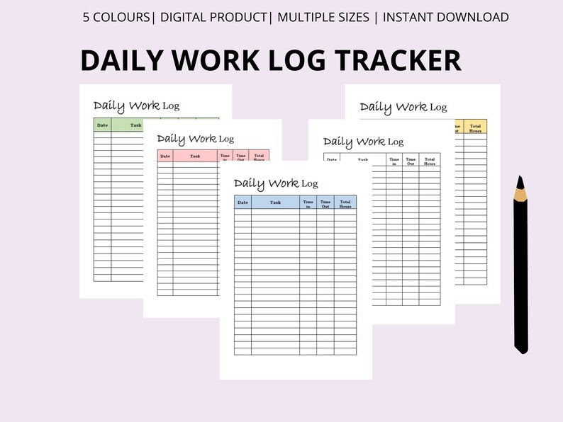 Daily Work Log Printable Time Spent Tracker Time Log - Etsy Canada