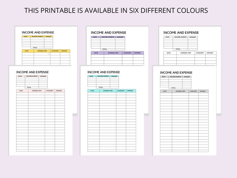 Income and Expense Tracker Printable - One Page - Minimal Financial Log ...