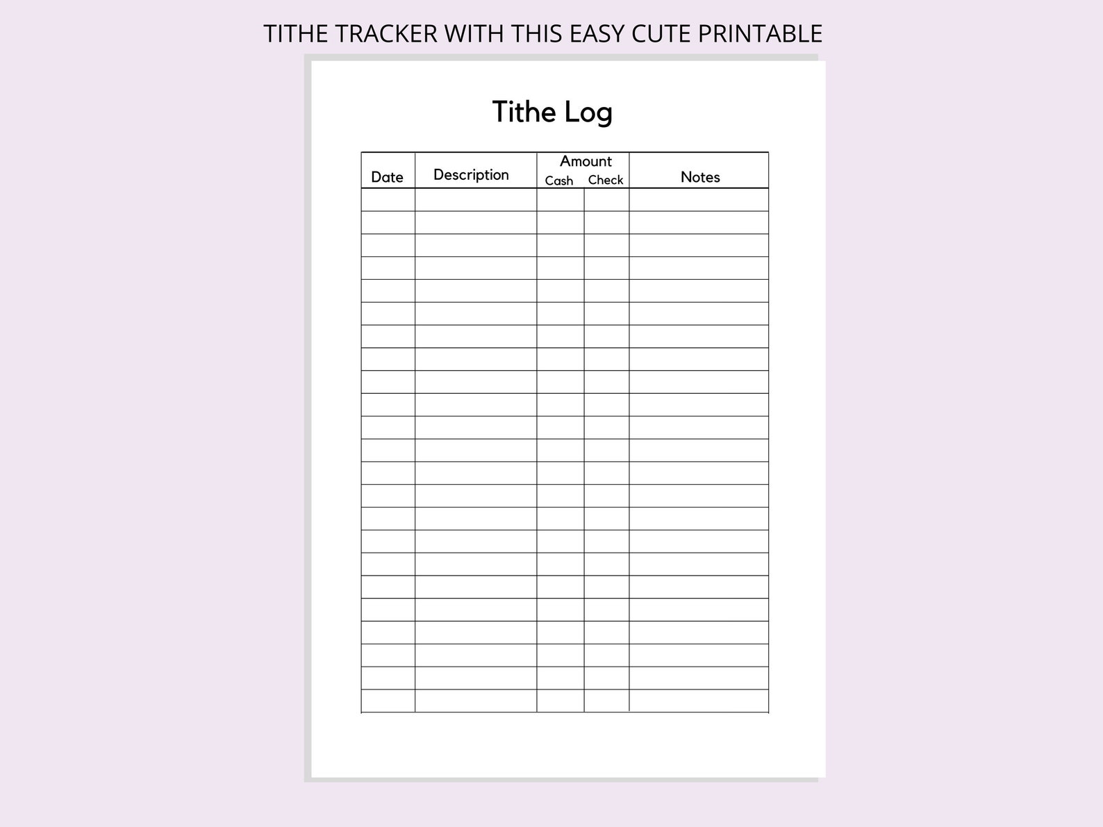 Tithe Log, Church Donation, Charity, Giving Log, Tithe Log Printable ...