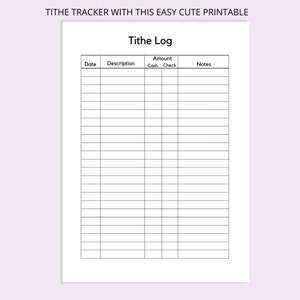 Tithe Log, Church Donation, Charity, Giving Log, Tithe Log Printable ...