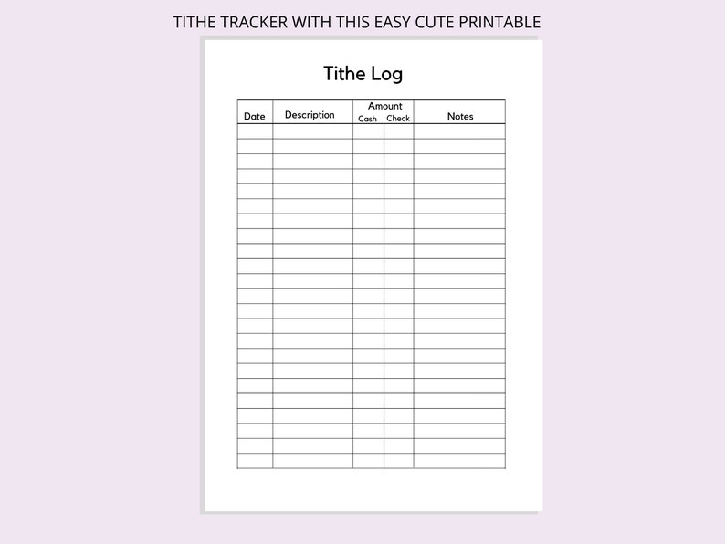 Tithe Log, Church Donation, Charity, Giving Log, Tithe Log Printable ...