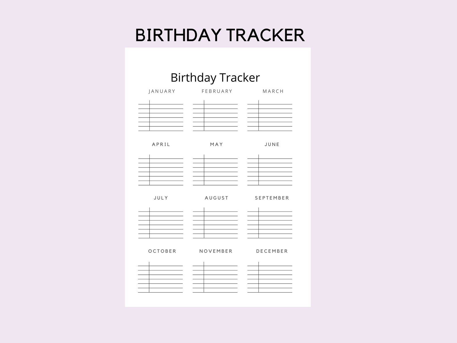Birthday Tracker, Birthday Recorder, Birthday List Printable, Birthday ...