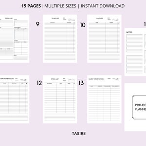 Project Planner Printable, Project Set, Project Organiser, Meeting Task ...