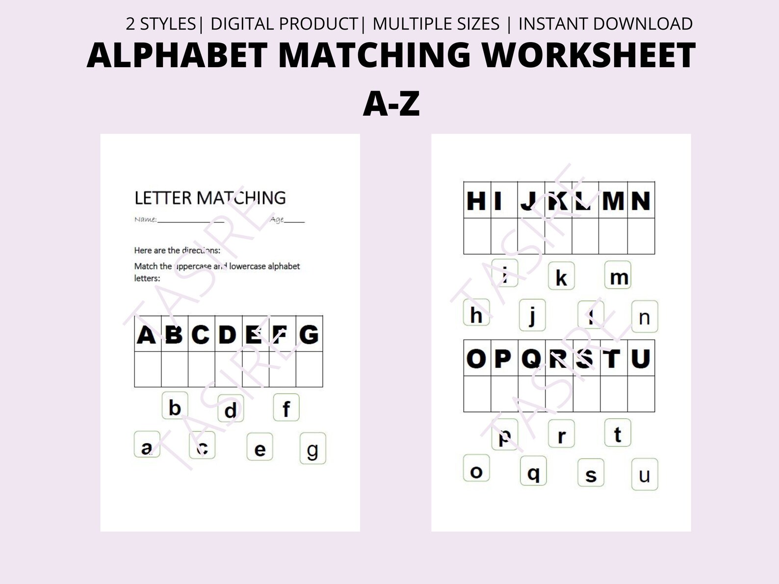 Alphabet Matching Lower and Uppercase, Printable Worksheet, Toddler ...