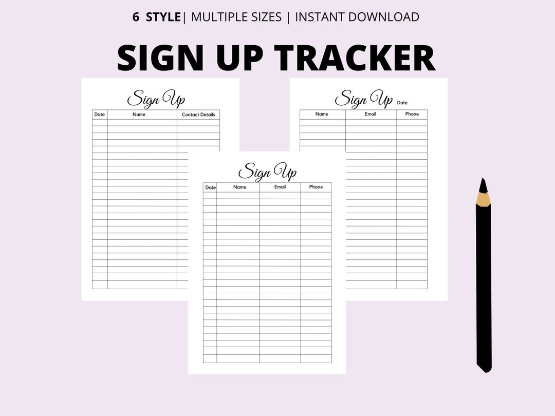 Sign up Forms, Minimalist Sign up Sheet, Printable Sign Up, Event Sign ...
