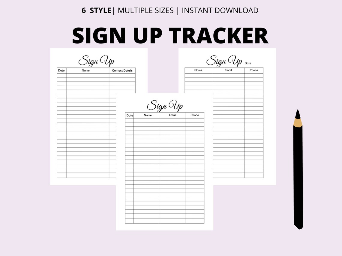 Sign up Forms, Minimalist Sign up Sheet, Printable Sign Up, Event Sign ...