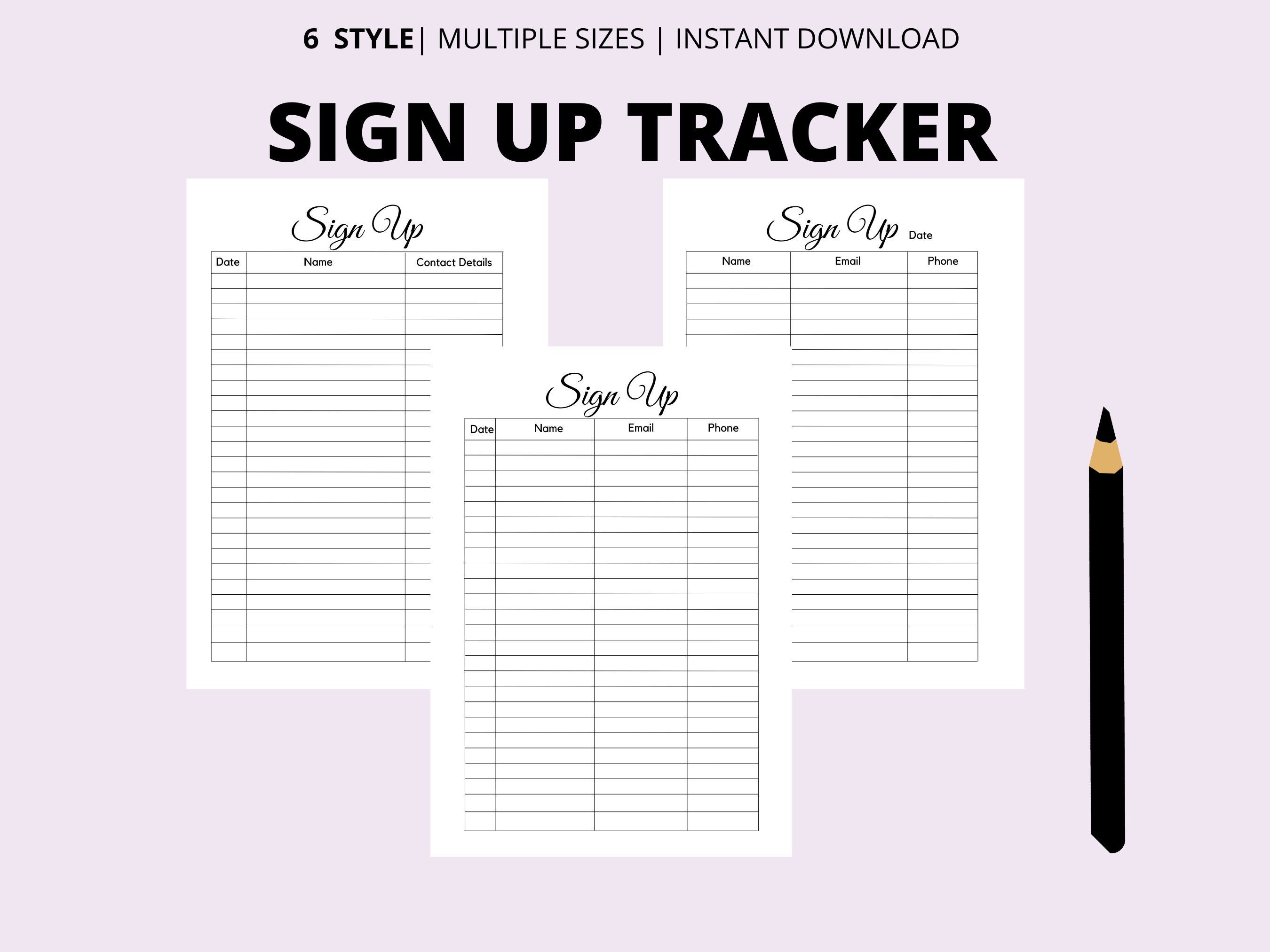 Sign up Forms, Minimalist Sign up Sheet, Printable Sign Up, Event Sign ...