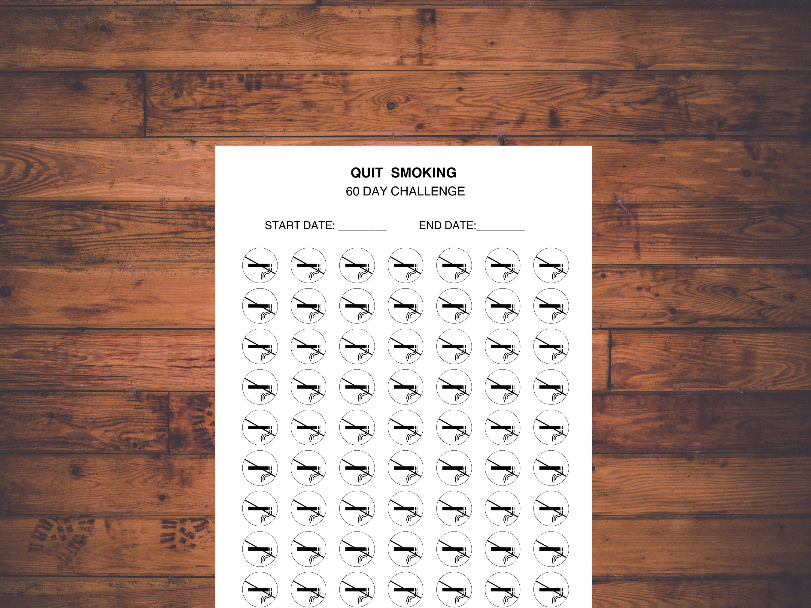 30\ 60\ 90 Day Quit Smoking Challenge, Printable Nicotine Challenge ...