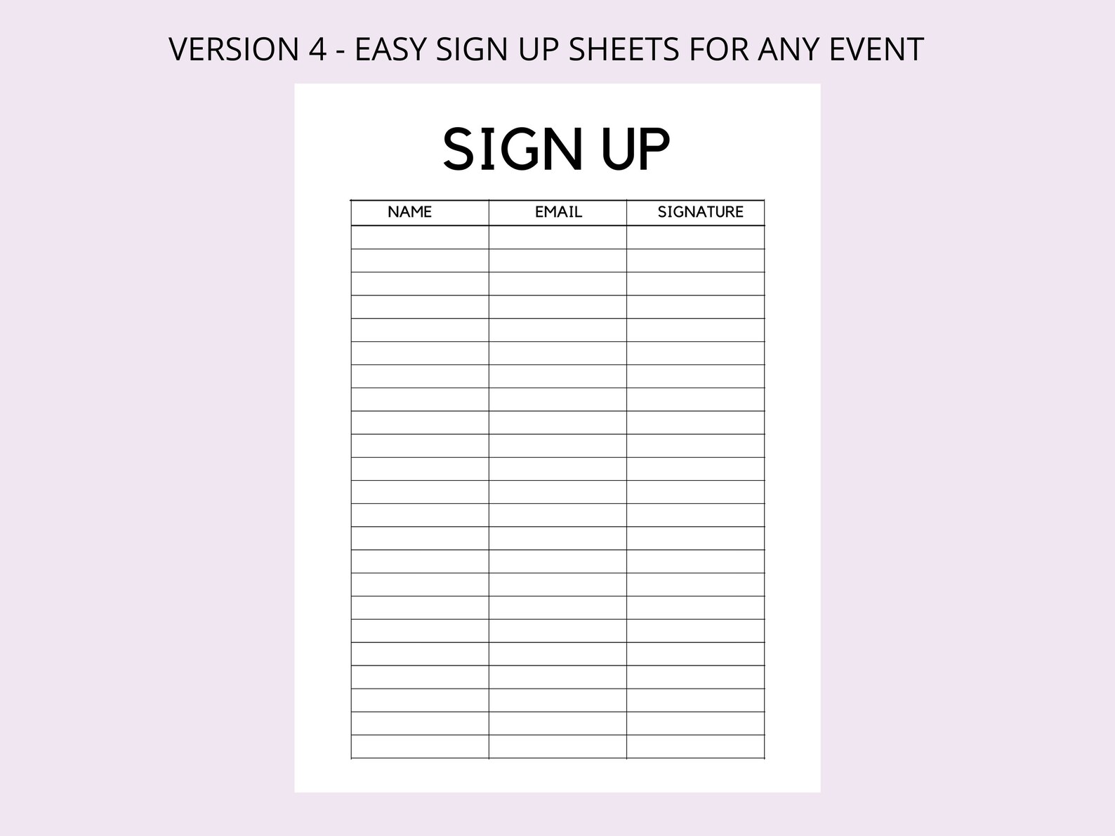Minimalist Sign up Sheet, 4 Email Sign up Forms, PRINTABLE Sign Up ...