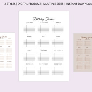 Birthday Tracker, Birthday Recorder, Birthday List Printable, Birthday ...