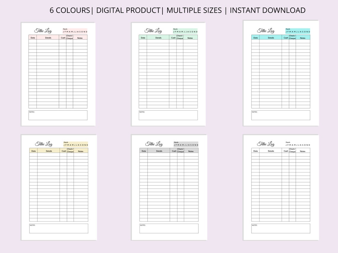 Tithe Log, Tithing Log, Instant, Printable, Tithe Record, One Page ...