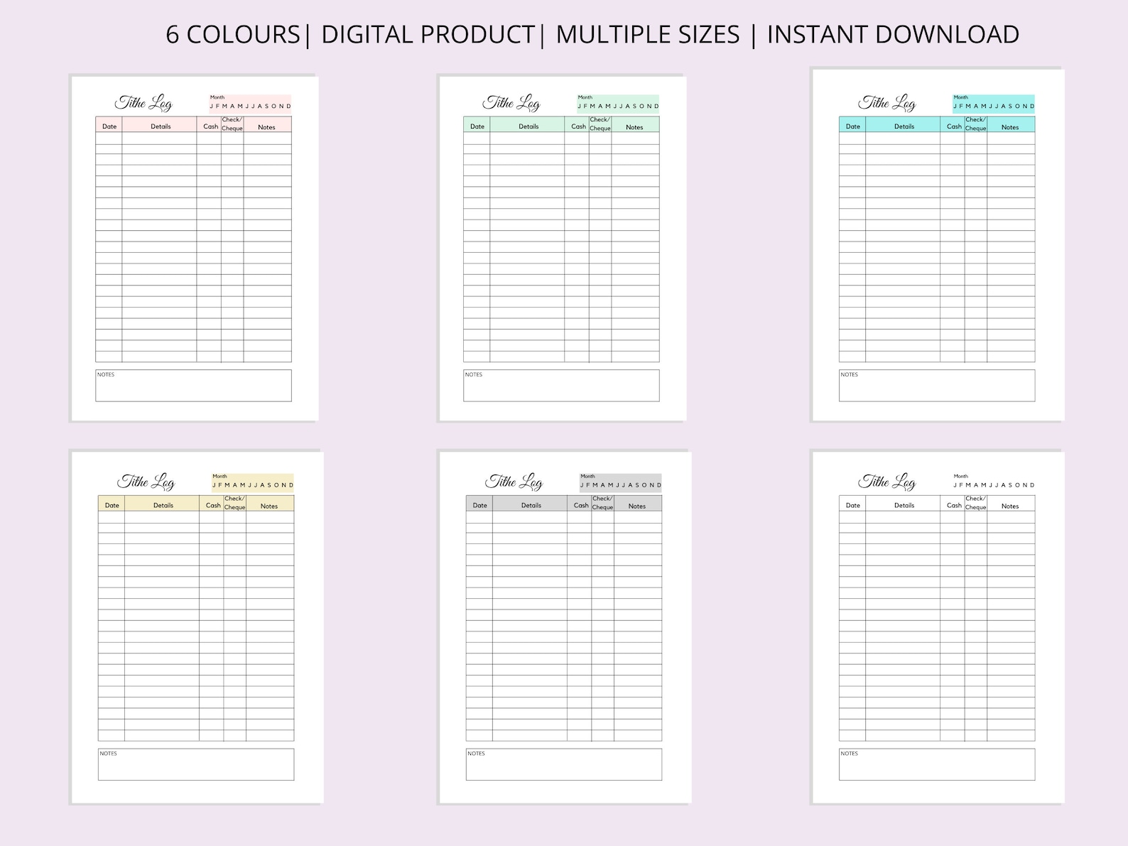 Tithe Log, Tithing Log, Instant, Printable, Tithe Record, One Page ...