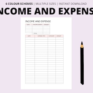 Income and Expense Tracker Printable - One Page - Minimal Financial Log ...